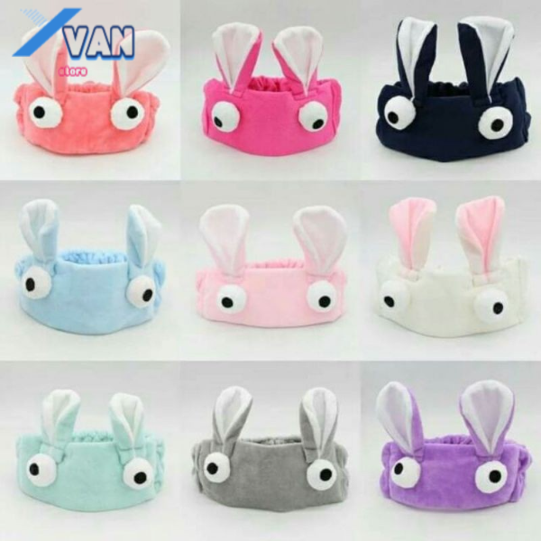 Korean Big Eyes Bunny Ear Turban Facial Washing Hair Turban Garterized ...