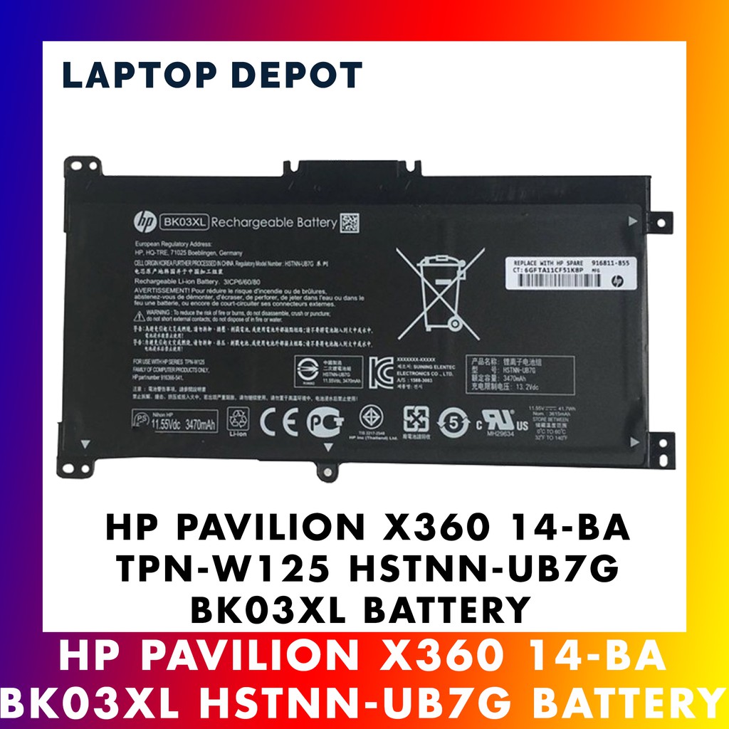 HP Pavilion x360 14-BA Series HSTNN-UB7G BK03XL Replacement for ...