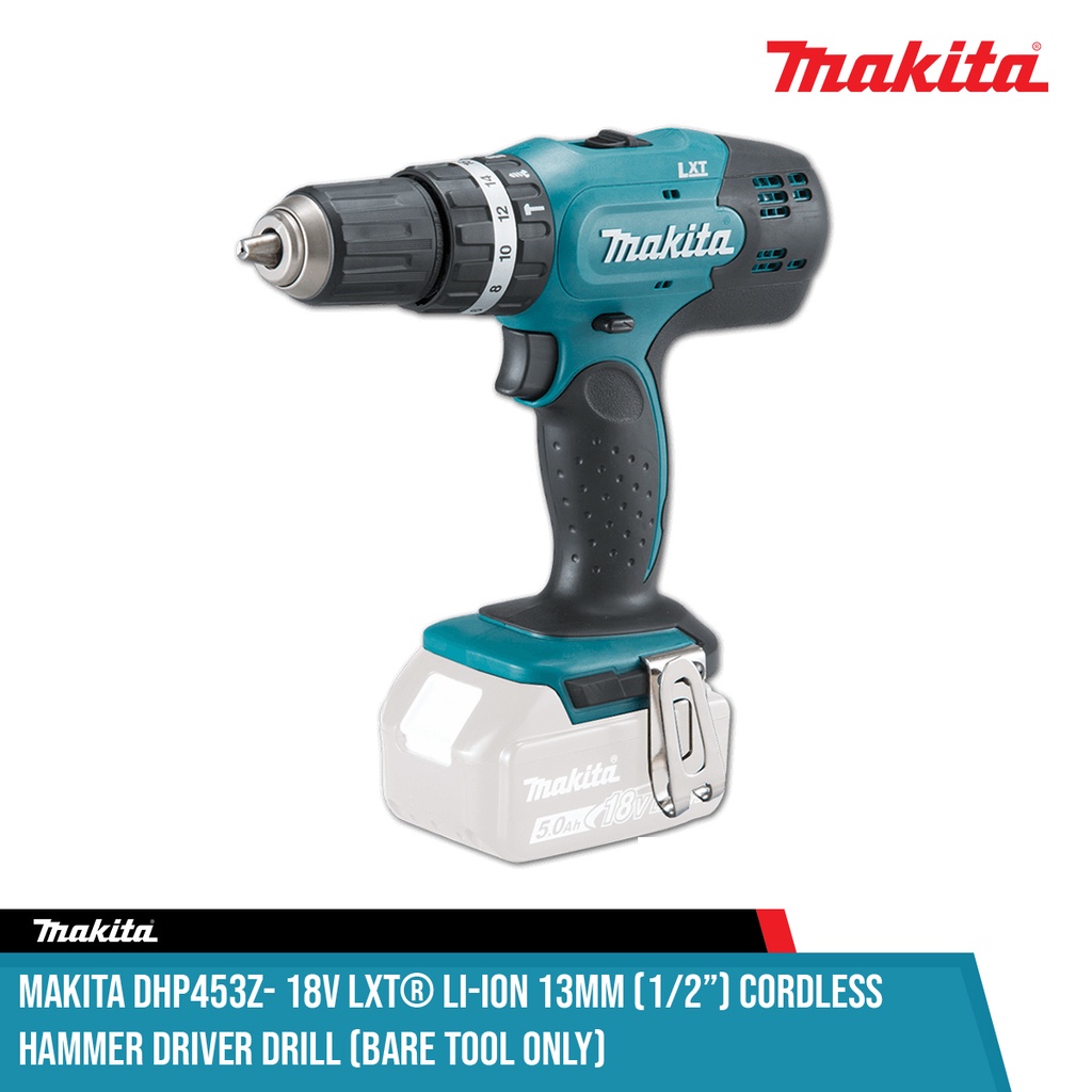 MAKITA DHP453Z- 18V LXT® Li-Ion 13mm (1/2") Cordless Hammer Driver Drill (BARE TOOL ONLY ...
