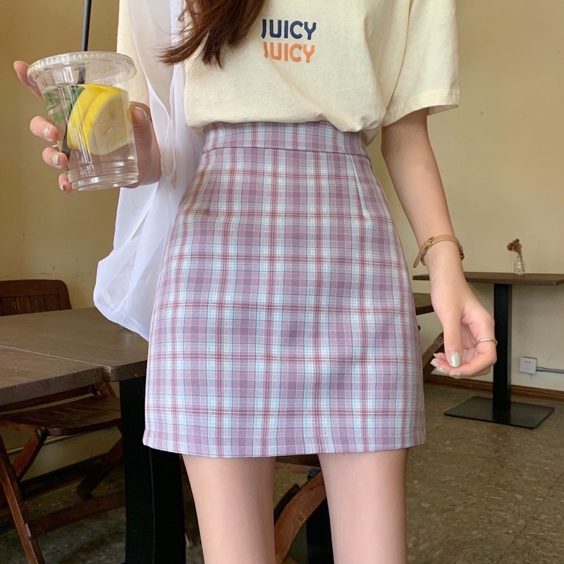 COD Fashion Plaid Skirt/A-Line Skirt/High Waist Hip Skirt/palda short ...