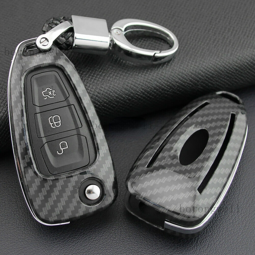Carbon Fiber Style ABS Remote Car Flip Key Fob Cover Case Hard Shell ...