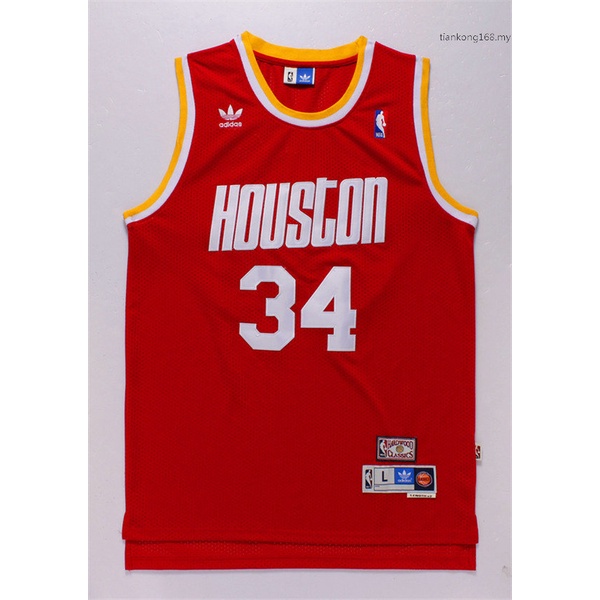 new men’s Houston Rockets #34 Hakeem Olajuwon retro embroidery ...