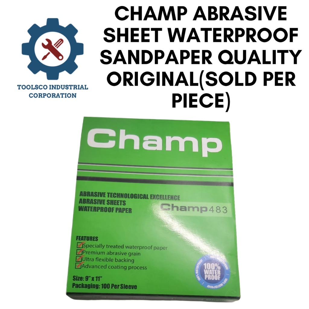 CHAMP ABRASIVE SHEET WATERPROOF SANDPAPER QUALITY ORIGINAL(SOLD PER ...