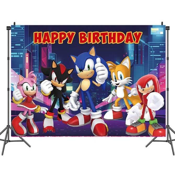 Cartoon Sonic Hedgehog Theme Photography Backdrop for Kids Birthday ...