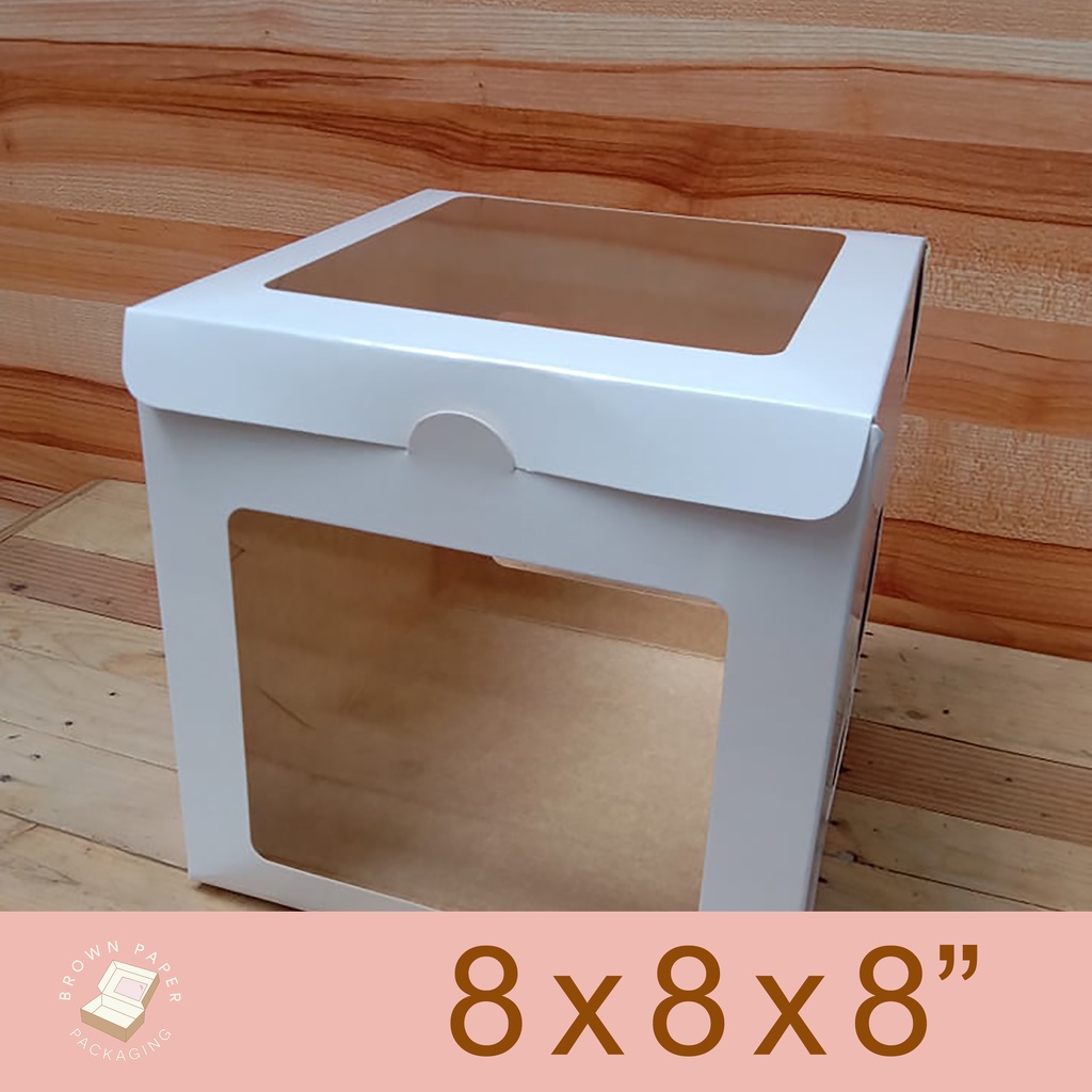 8x8x8 Preformed Tall Box with 8" Round Cake Board in packs of 2pcs ...