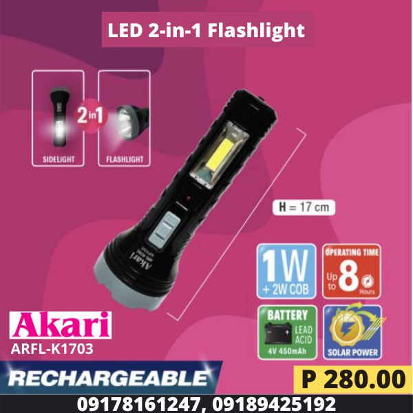 Akari LED 2-in-1 Flashlight (ARFL-K1703) | Shopee Philippines
