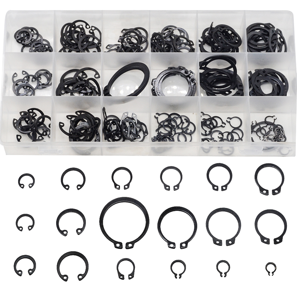 225PCS Circlip Set External/Internal Retaining E-type Cir clip Lock Snap Retaining Ring ...
