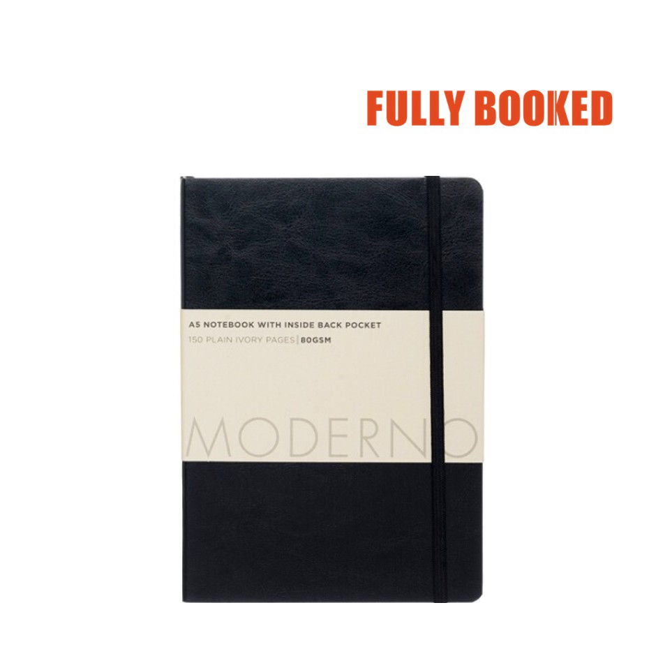 WHSmith: Moderno A5 Plain Notebook, Black Leather Effect (Softcover ...