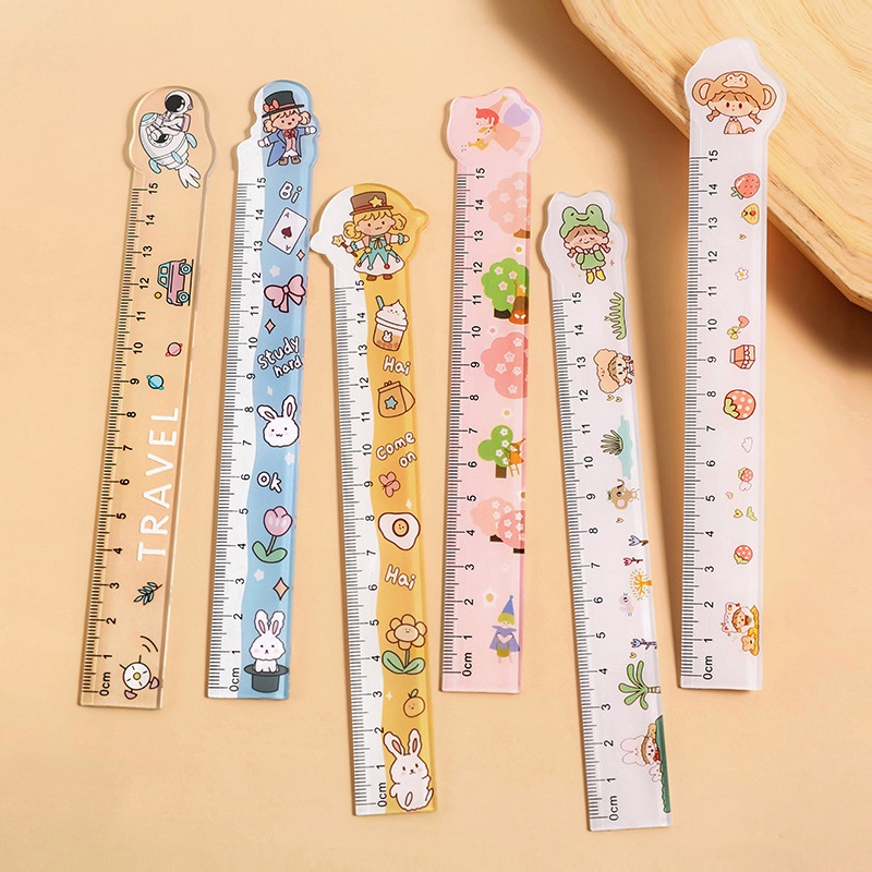 3set of student ins ruler cartoon cute 15cm plastic comic scale ...