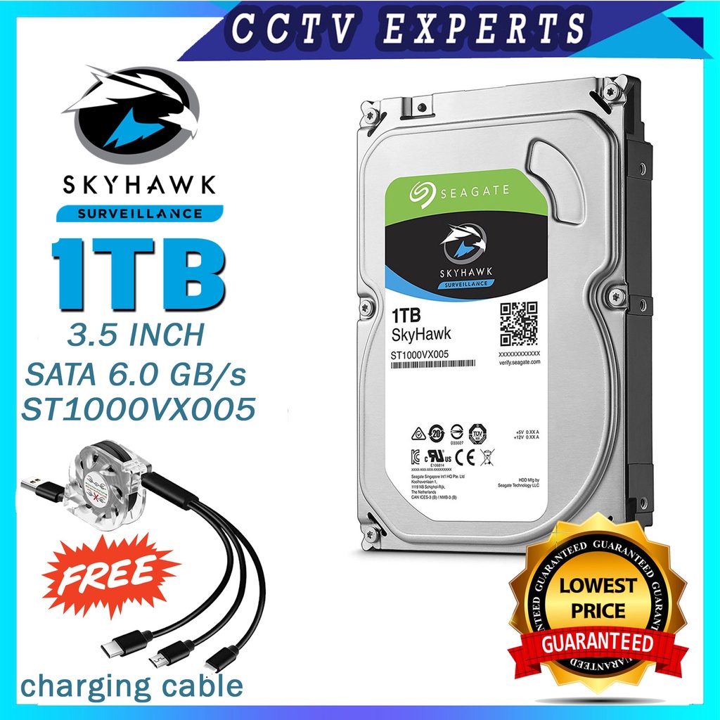Seagate Skyhawk 1TB 3.5 inch SATA 6.0 Gb/s ST1000VX005 1TB HDD For ...