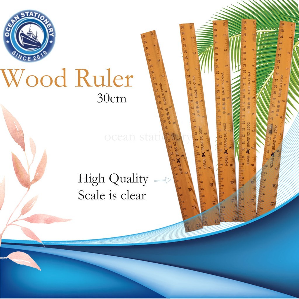 Students Wood Ruler Pembaris Kayu 30cm inch and cm | Shopee Philippines