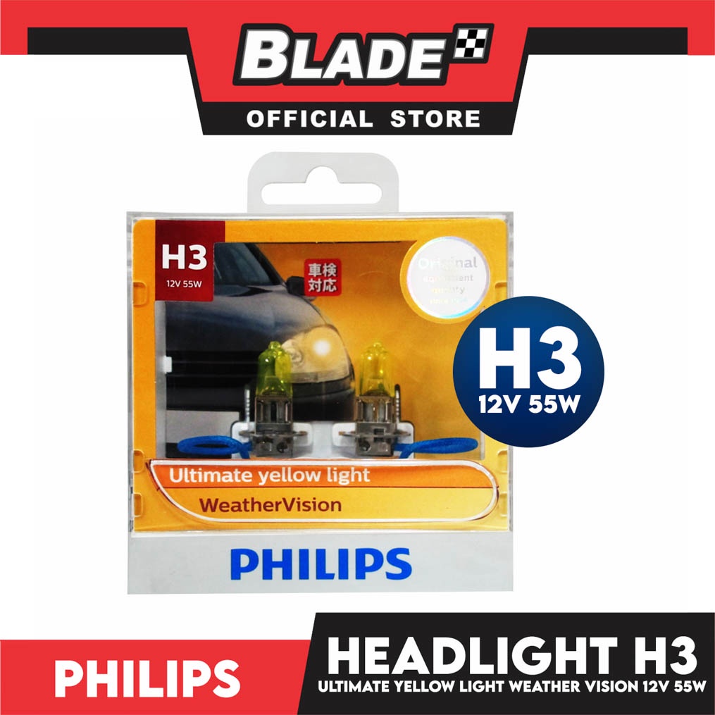 Philips H3 12336WVS 12V 60/55W Weather Vision Ultimate Yellow Light ...