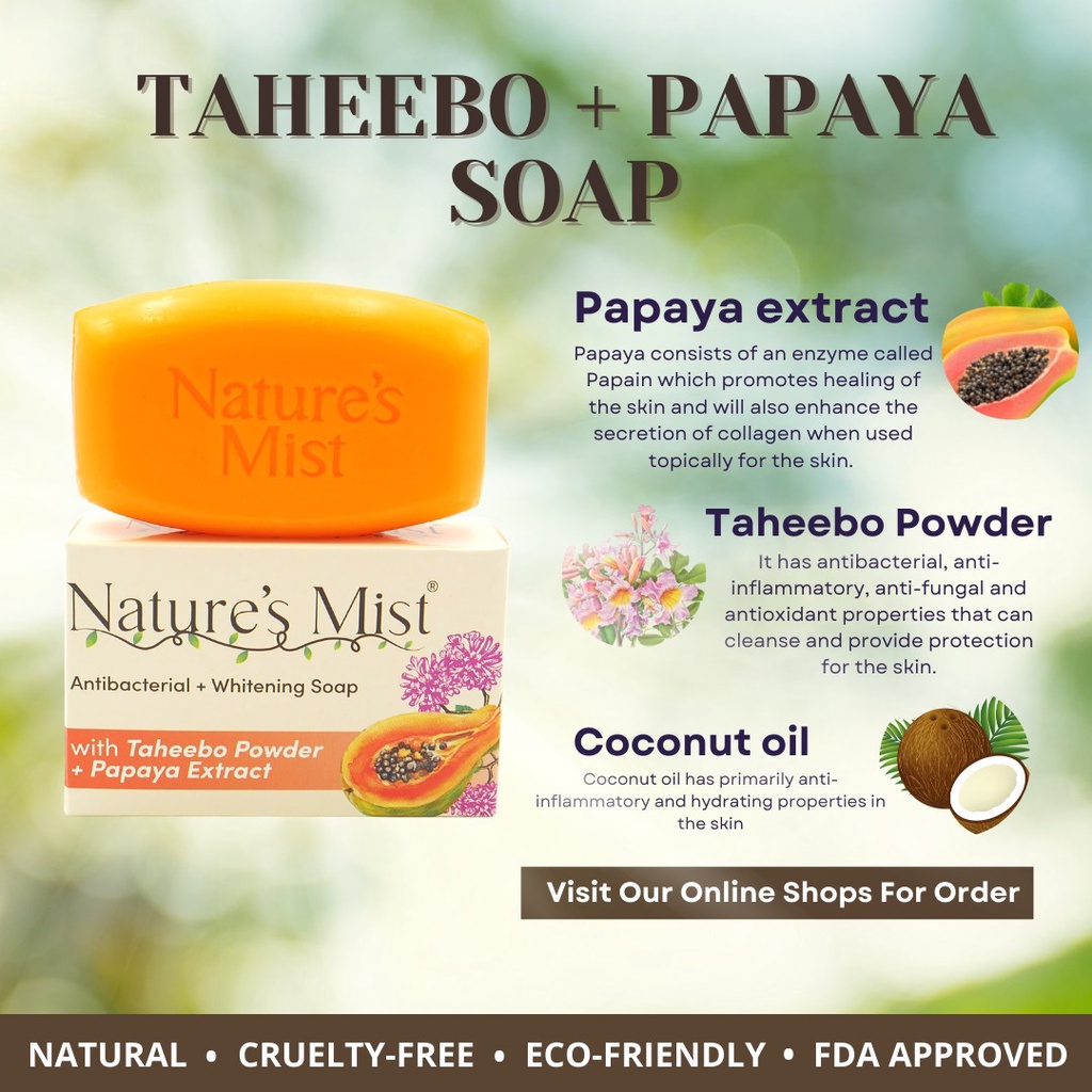 NATURE'S MIST TAHEEBO+PAPAYA SOAP | Shopee Philippines