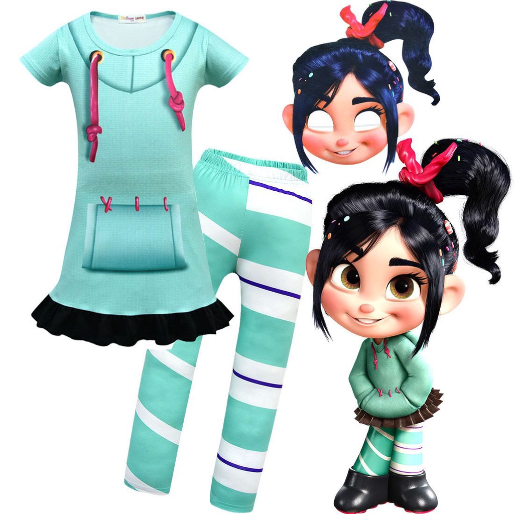 Wreck-It Ralph Girls 2 Vanellope Von Schweetz Skirt & Cosplay Costume ...
