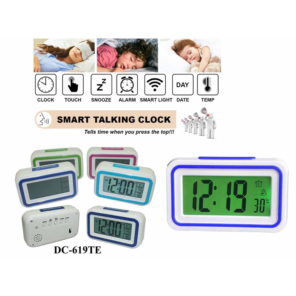 Talking LCD Digital Alarm Clock with Temperature & Date, Great for the ...