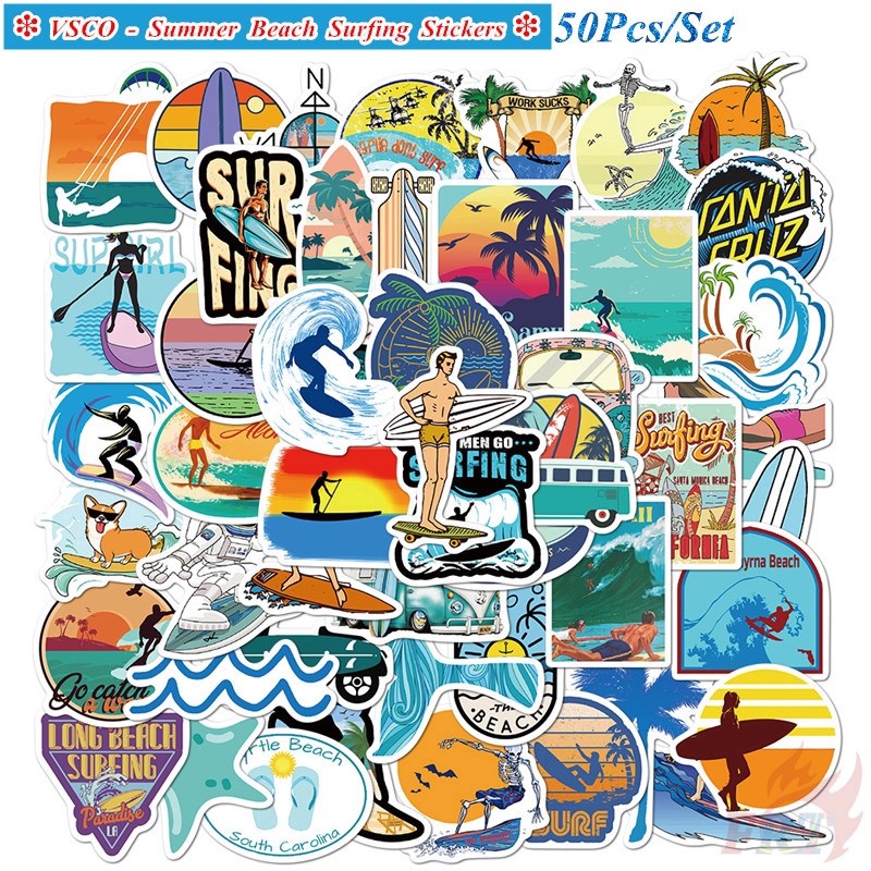 Gone Surfing Series 01 - VSCO：Summer Beach Surfing Stickers 50Pcs/Set ...