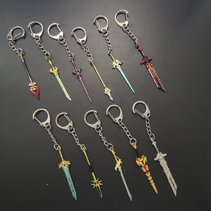 Game Genshin Impact Mini Wolf's Gravestone KeyChain creative gift key ...