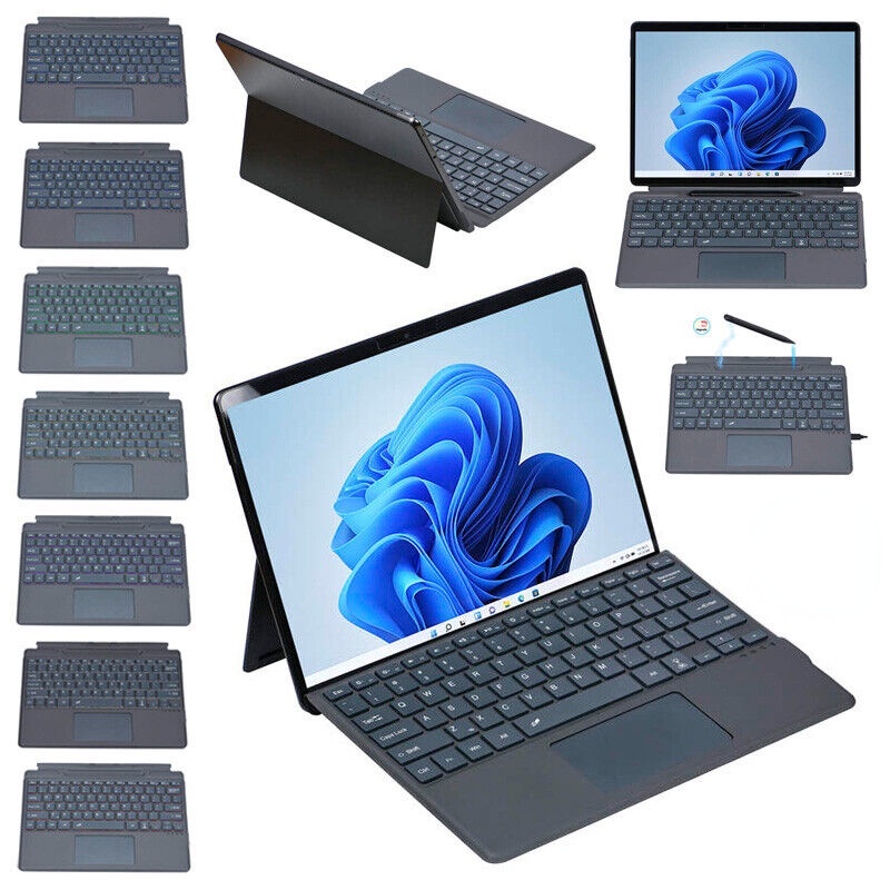 For Microsoft Surface Pro 8 2021 13" Tablet Wireless Leather Keyboard w ...