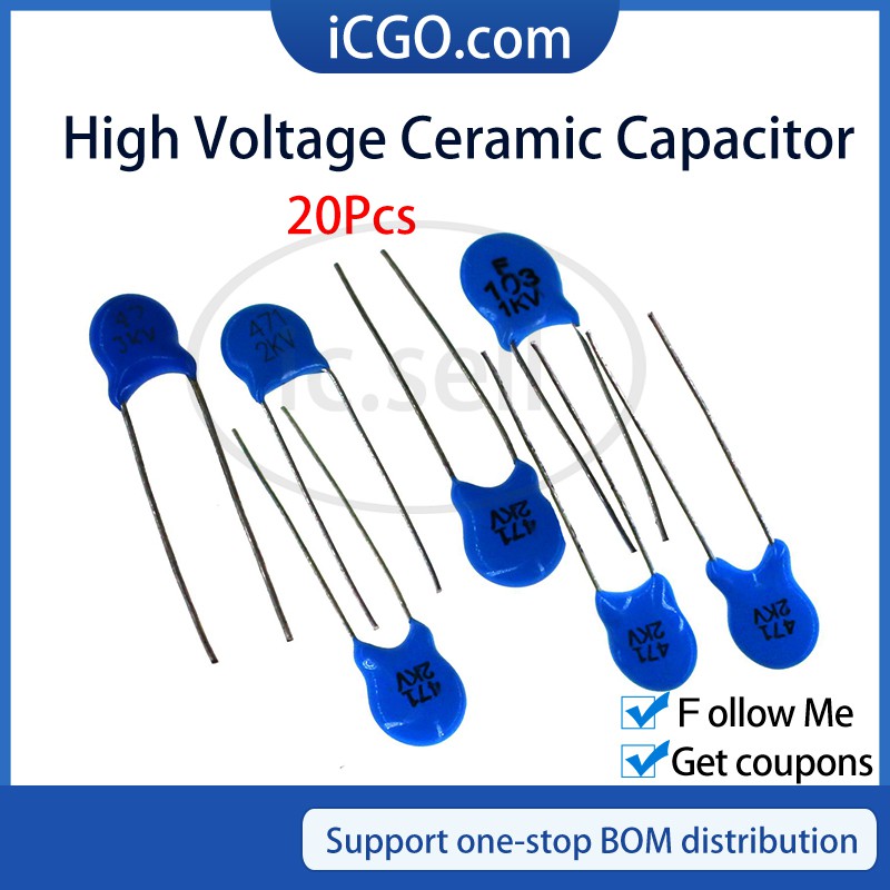 20Pcs High Voltage Ceramic Capacitor 392K 472K 562K 682K 103K 1/2/3/4KV ...
