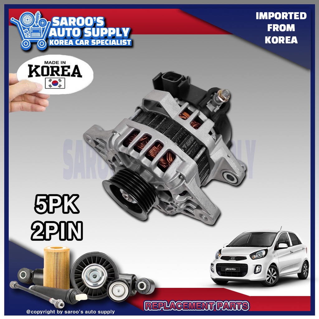 [2PIN] Alternator For Kia Picanto , 2011-2016 , Gas , Made In Korea ...
