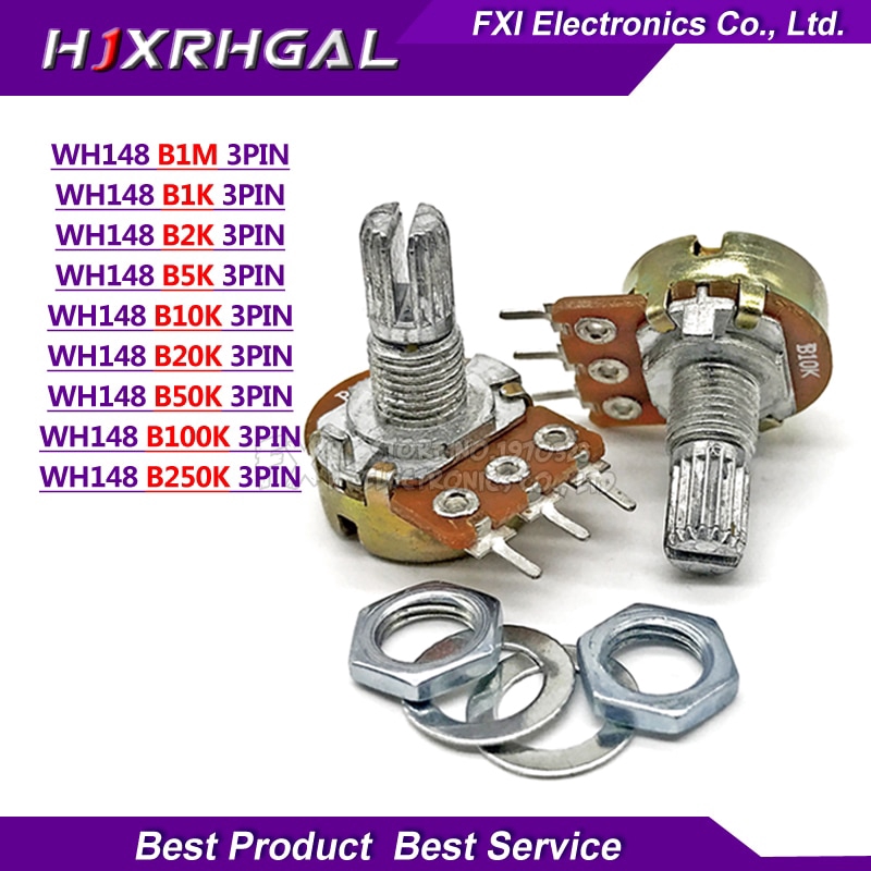 5pcs WH148 B1K B2K B5K B10K B20K B50K B100K B500K 3Pin 15mm Shaft ...