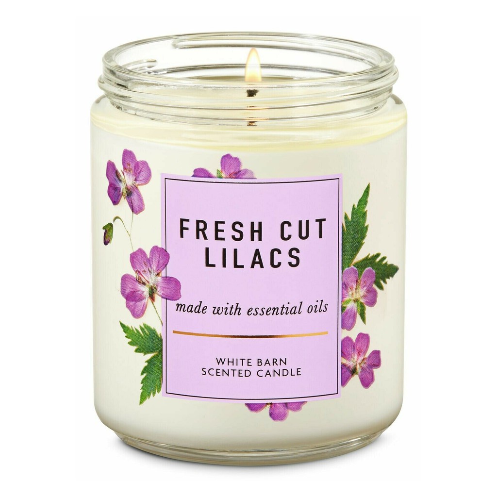 AUTHENTIC Bath and Body Works FRESH CUT LILACS Single Wick Scented Candle 7 oz / 198 g - Made in ...