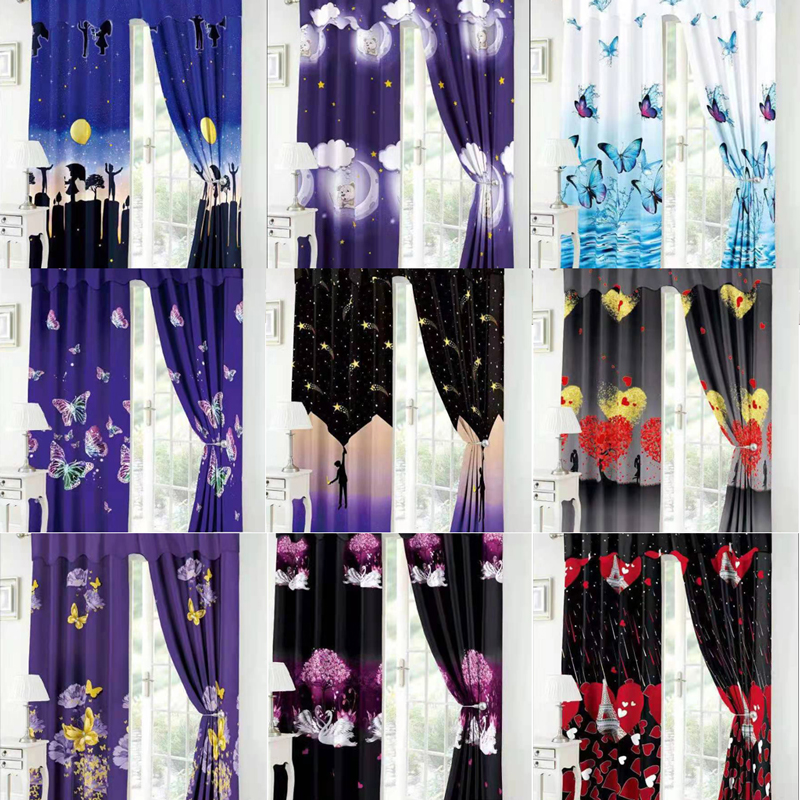 Elegant Kurtina Curtain Sales Purple Black New Design 5D Curtains for ...