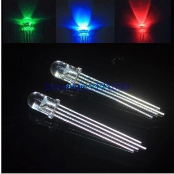 100pcs/lot 5mm RGB LED Common Cathode 4 Pins Tri-Color Emitting Diodes f5 RGB Diffused | Shopee ...
