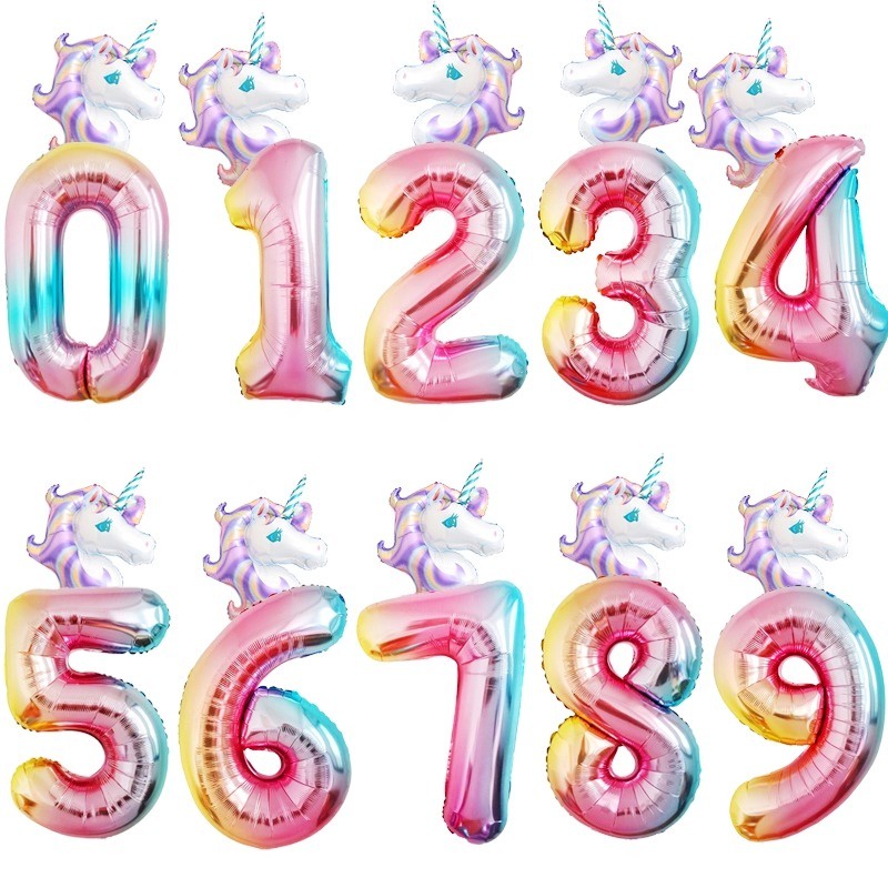 Unicorn Birthday Decorations Age Number Balloons Girls Birthday Party ...