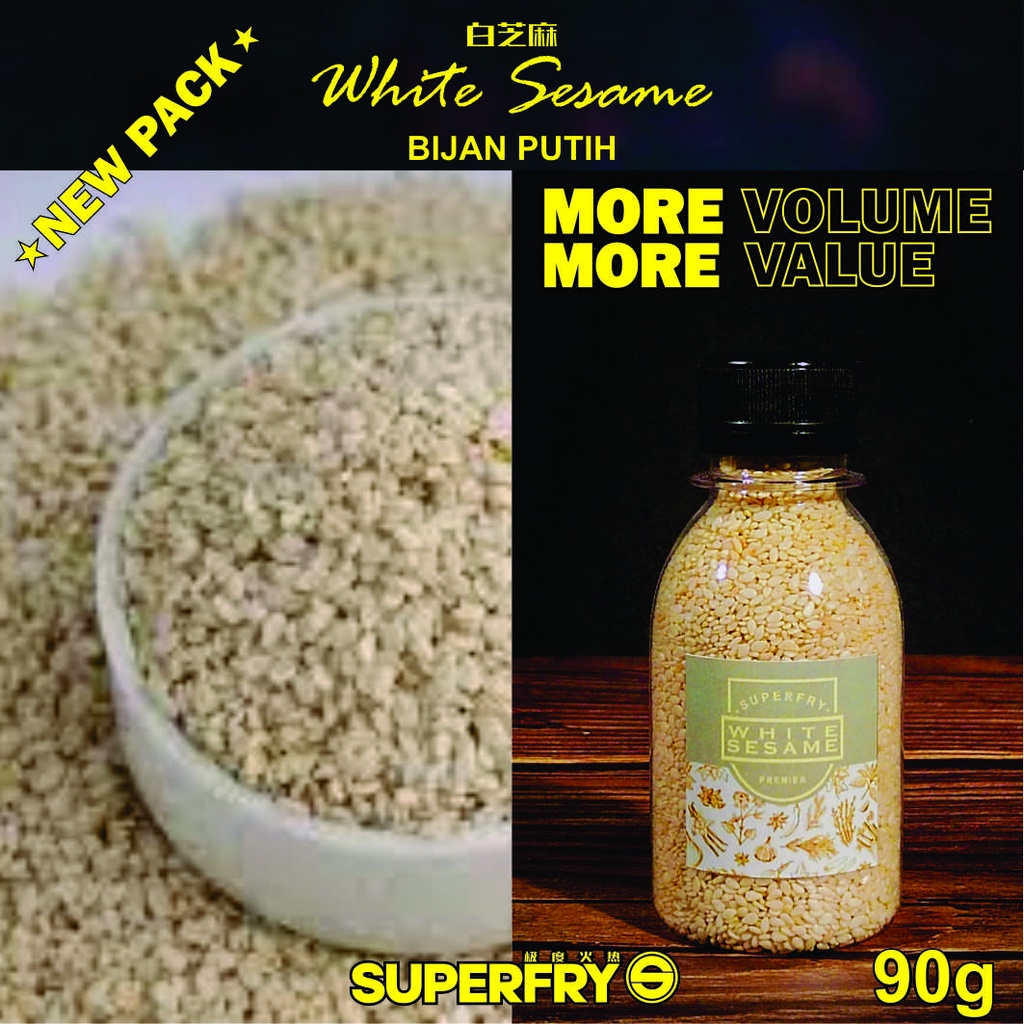 SUPERFRY WHITE SESAME with Screwed cap plastic spice bottle - 90g Bijan ...