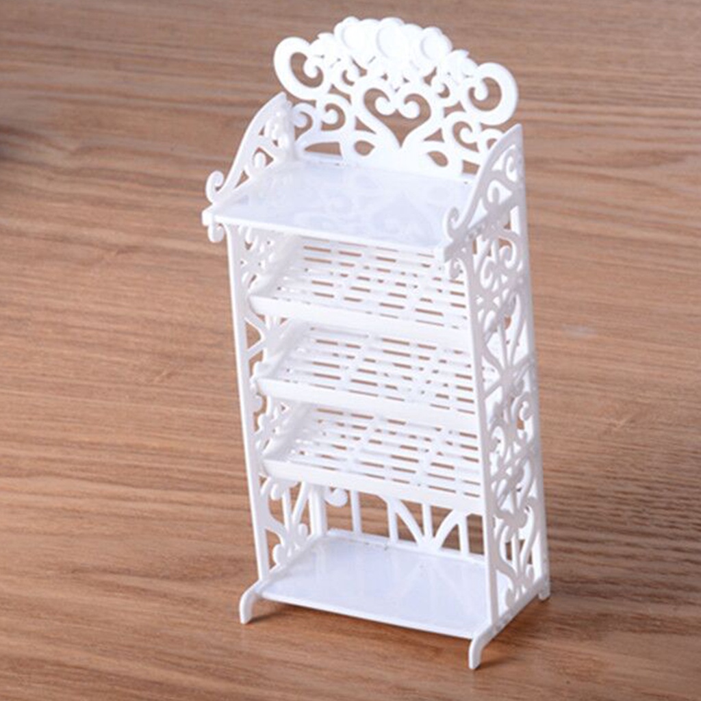 CR-Miniature Shoes Rack DIY Hollow Five Layers Dollhouse Plastic Shoes ...