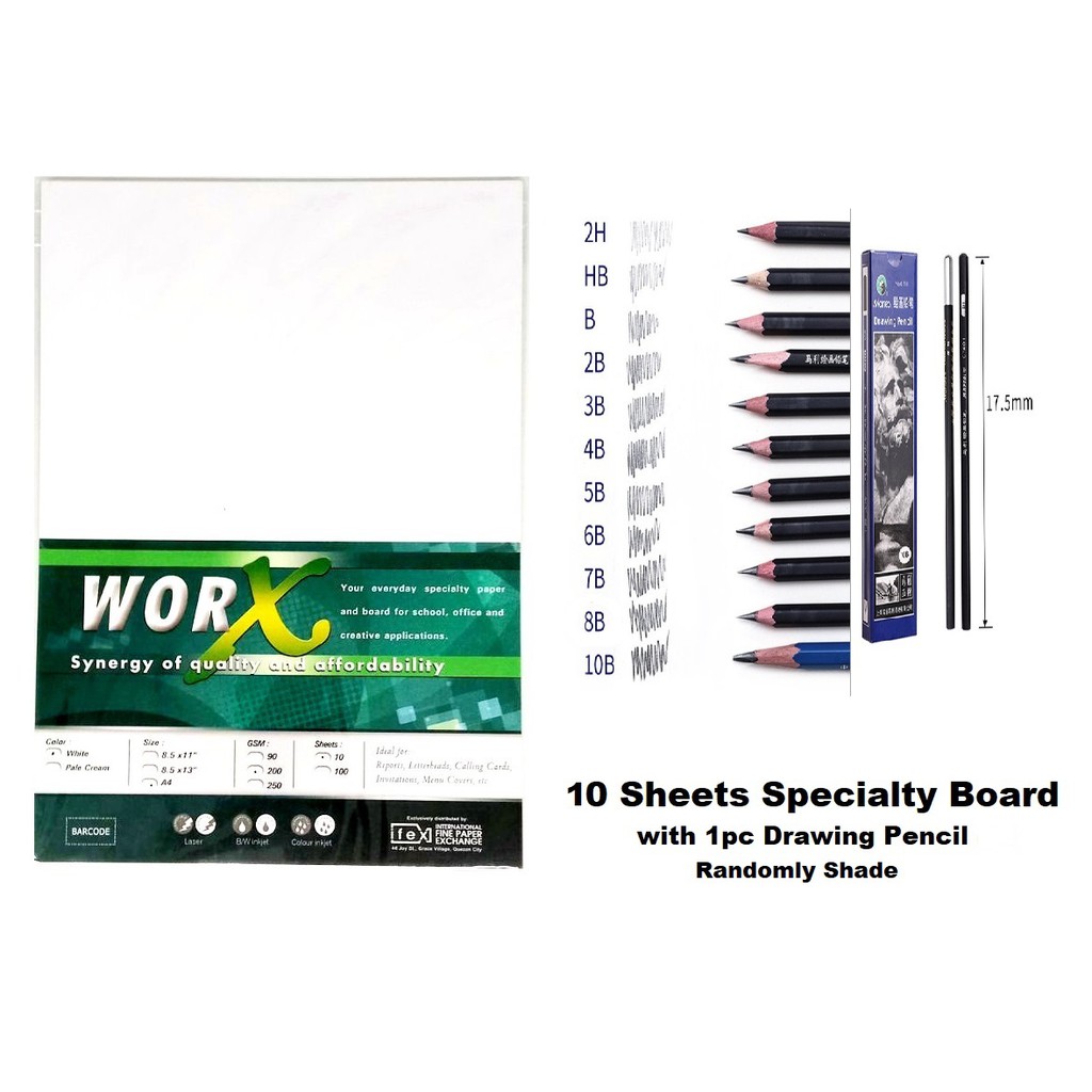 10 Sheets to 50 Sheets Worx White Specialty Board 200gsm Size Long with ...