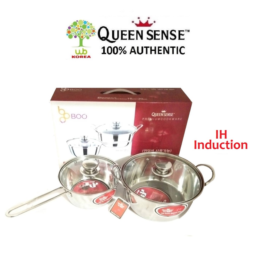 QUEEN SENSE Premium Cookware Casserole Pan 16cm + 20cm with Lid ...