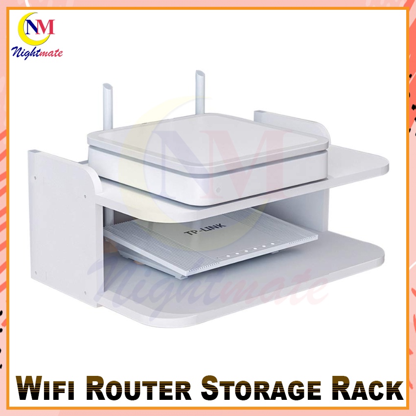 1PC Wifi Router Storage Rack Display Holder Double Floating Wall Mount ...