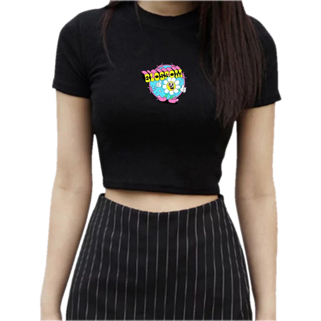 BLOSSOM CROP TOP T-SHIRTS KOREAN CROPE TOP WOMEN'S CLOTHING | Shopee ...