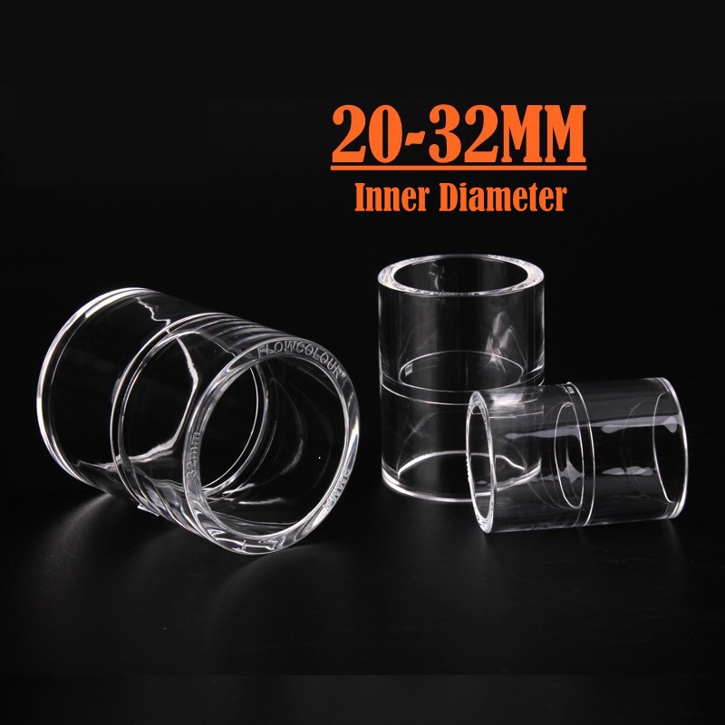 2Pcs Acrylic Transparent Pipe Connector Inner 20-32mm Straight Pipe ...