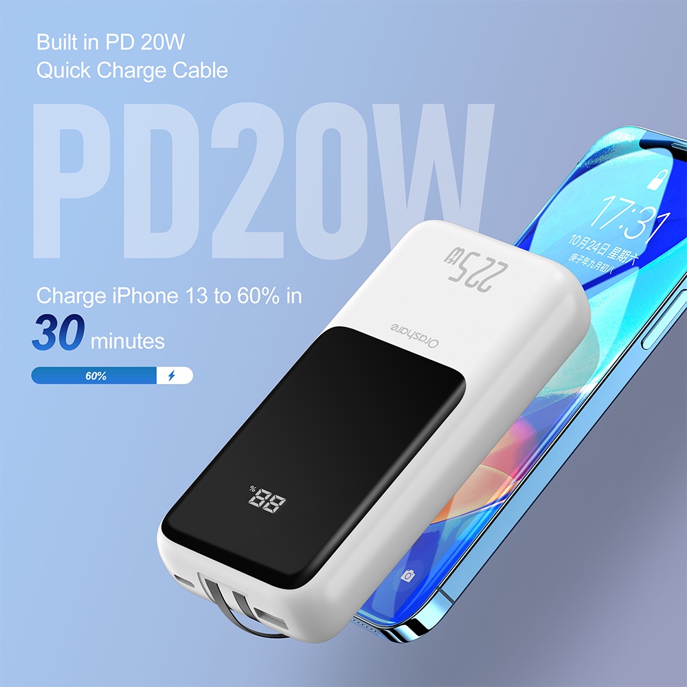 Orashare OH20Pro 20000mAh Powerbank PD20W Type C Fast Charging Built-In ...
