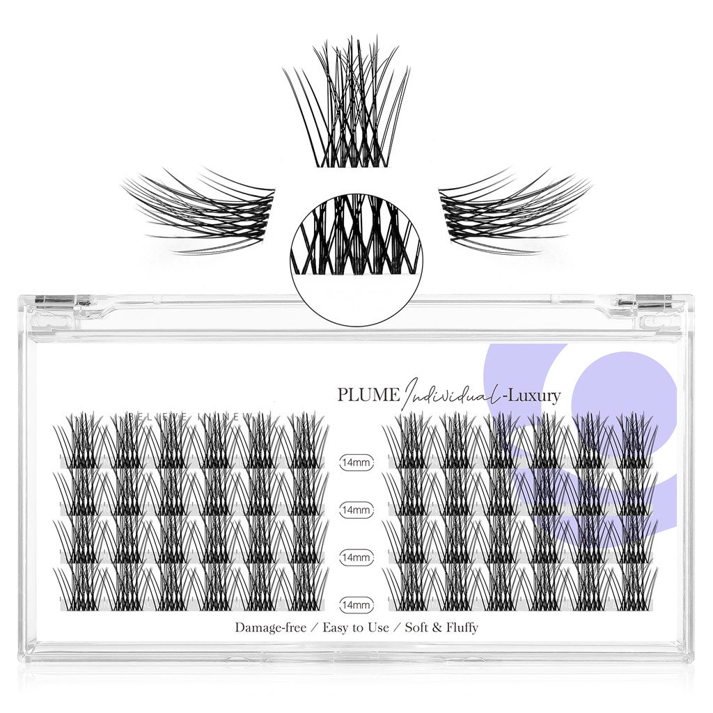 Genielash Clusters Lashes 48 Volume Natural Individual Eyelash ...