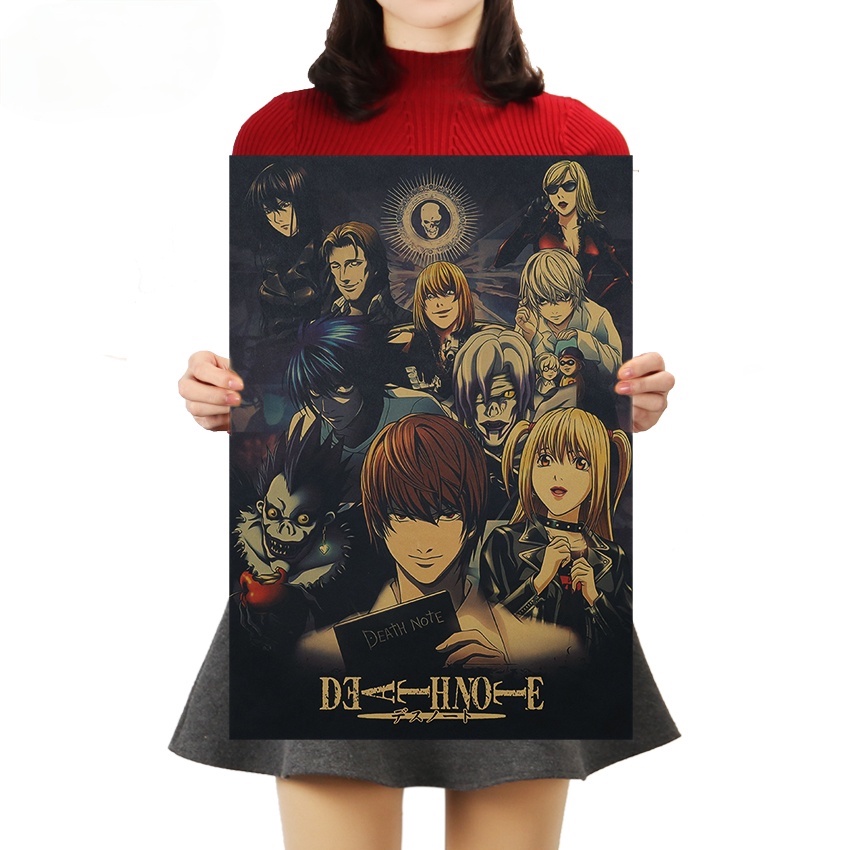 DLKKLB Anime Death Note Posters Retro Kraft Paper Poster Bar Room ...