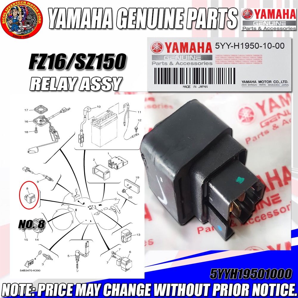 FZ16/SZ150 RELAY ASSY (YGP) (Genuine: 5YY-H1950-10) | Shopee Philippines