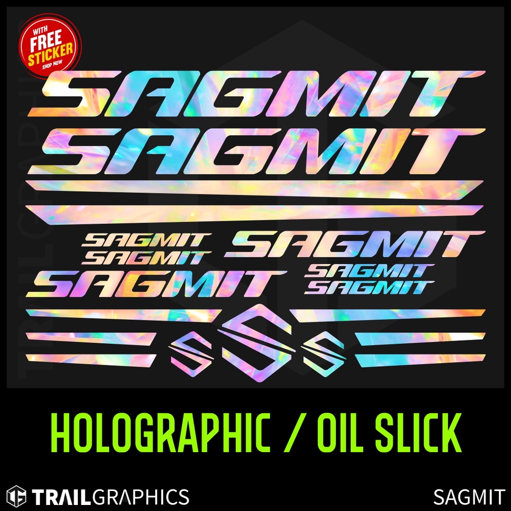 SAGMIT Holographic / Oil Slick Sticker Decal Vinyl for Mountain Bike ...