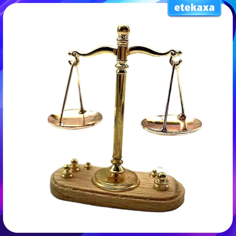 12 Dollhouse Miniature Balance Scale with 6 Weight for Room Pretend ...