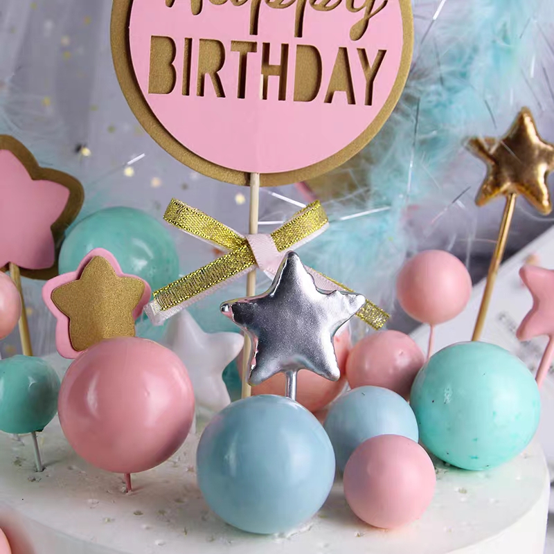 20pcs Cake Decoration Ball Birthday Party Candy Color Ball Cake Topper ...