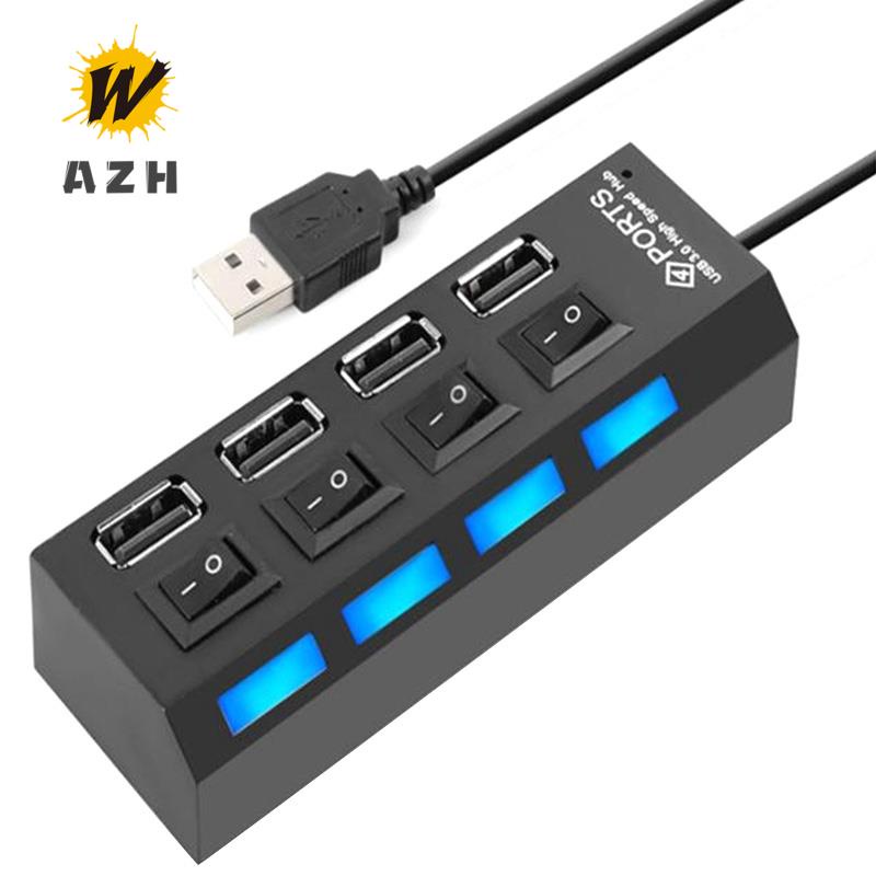 NEW STOCK 4 Ports USB Hub Splitter USB 2.0 Hub LED with 4 ON/OFF ...