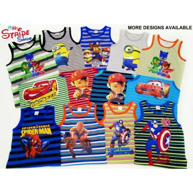 Trianawears Assorted Character Sticker Sando For Kids Sleeveless For ...