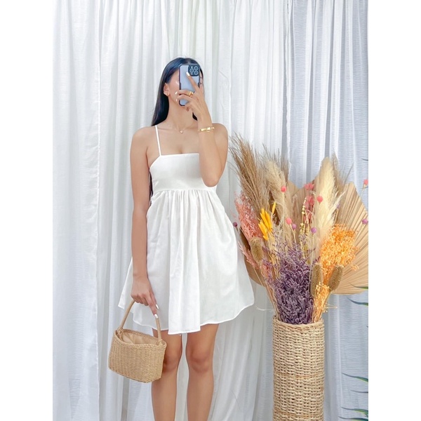 Ada String Adjustable Linen Dress by Basic Manila | Shopee Philippines