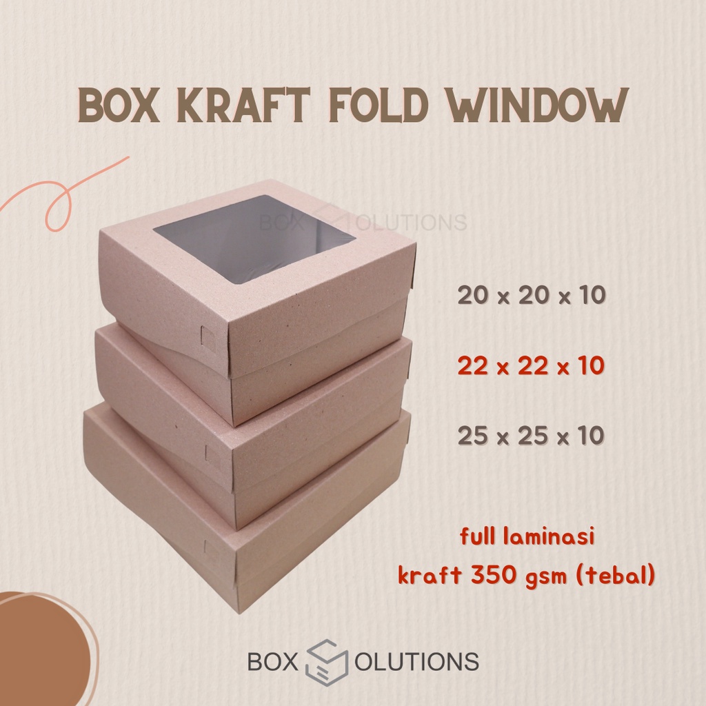[content 10] kraft fold window cake box / box 22x22x10 cm THICK ...