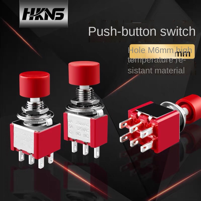 Round cap self-reset inching button switch PS-102 202 3-pin 6-pin push ...