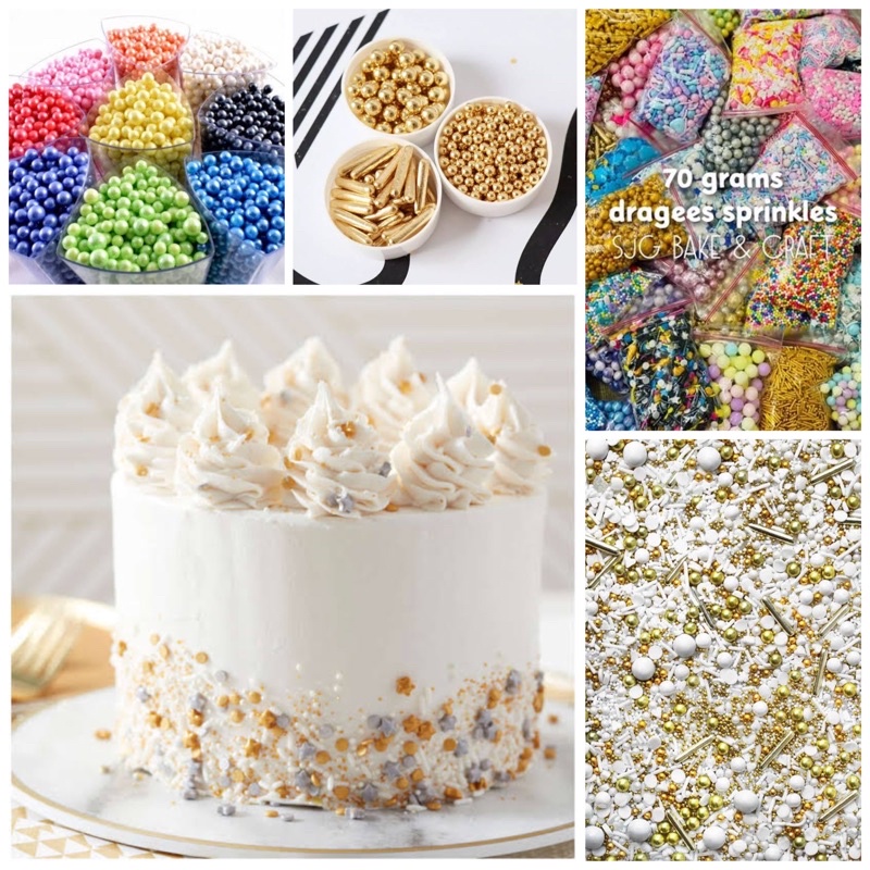 PART 3 50g Edible Pearls Dragees Sprinkles Cake Decors Decoration ...