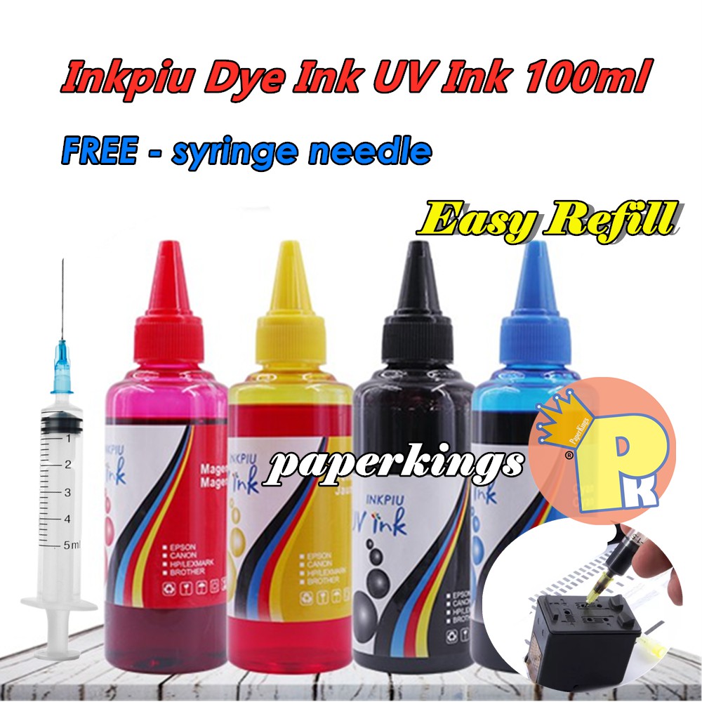 Universal Dye Ink 100ml Set of 4 w/ Free Syringe ( easy refill ...